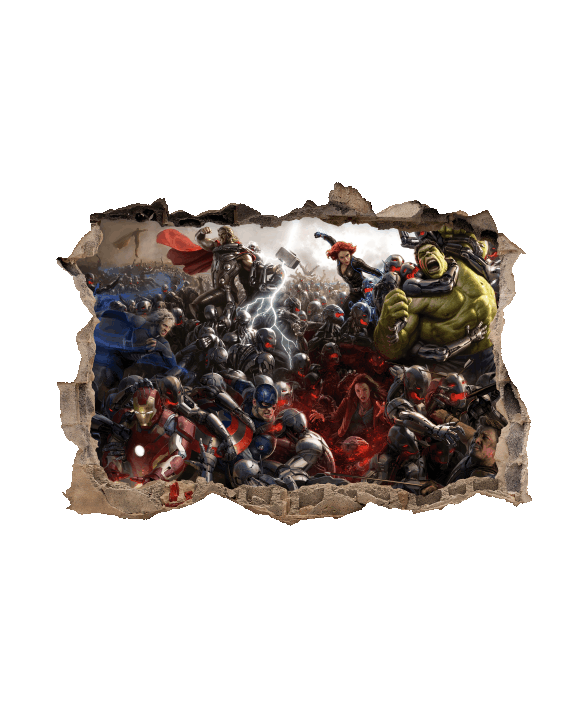 Los Vengadores Cómic – Pared Rota – Vinilo impreso – adhesivosNatos